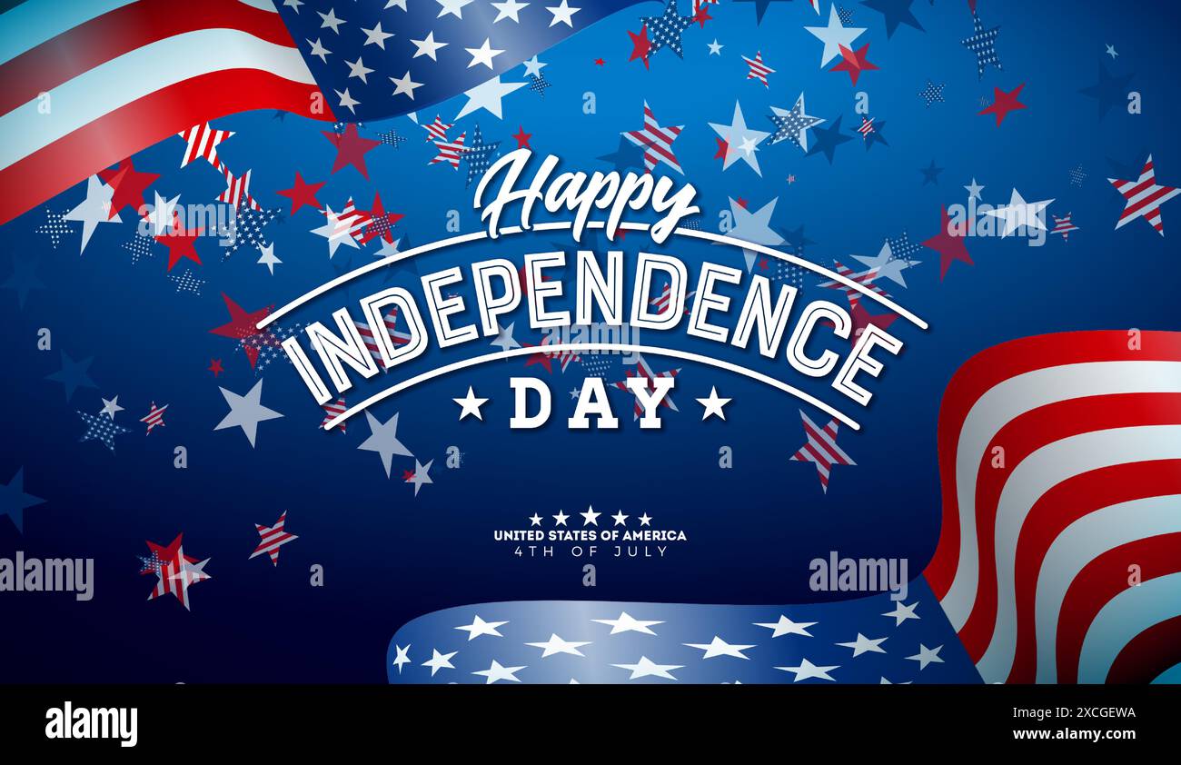 4th of July Independence Day of the USA Vector Illustration with ...