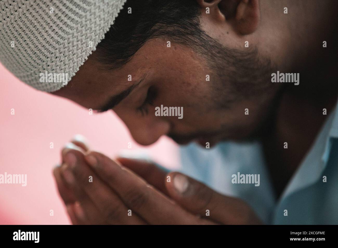 Kathmandu, Nepal. 17th June, 2024. A Nepali Muslim man attends the mass ...