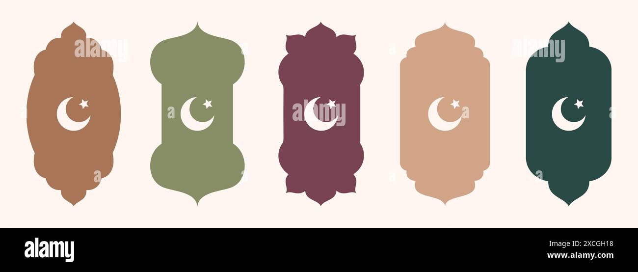 Shape Islamic door and window silhouette Arabic arch with crescent moon ...