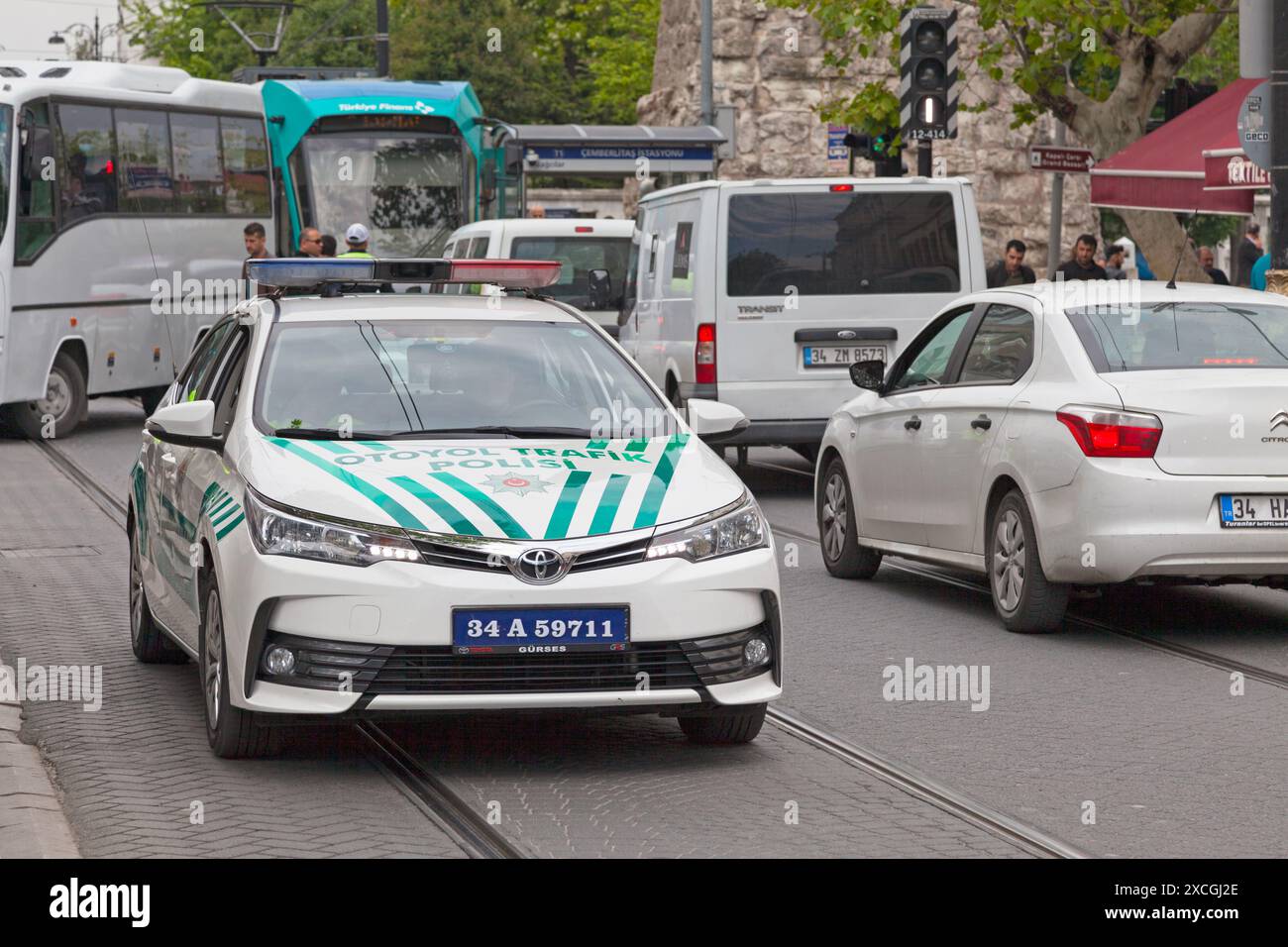 Istanbul, Turkey - May 09 2019: Police car of the "Otoyol trafik polisi ...