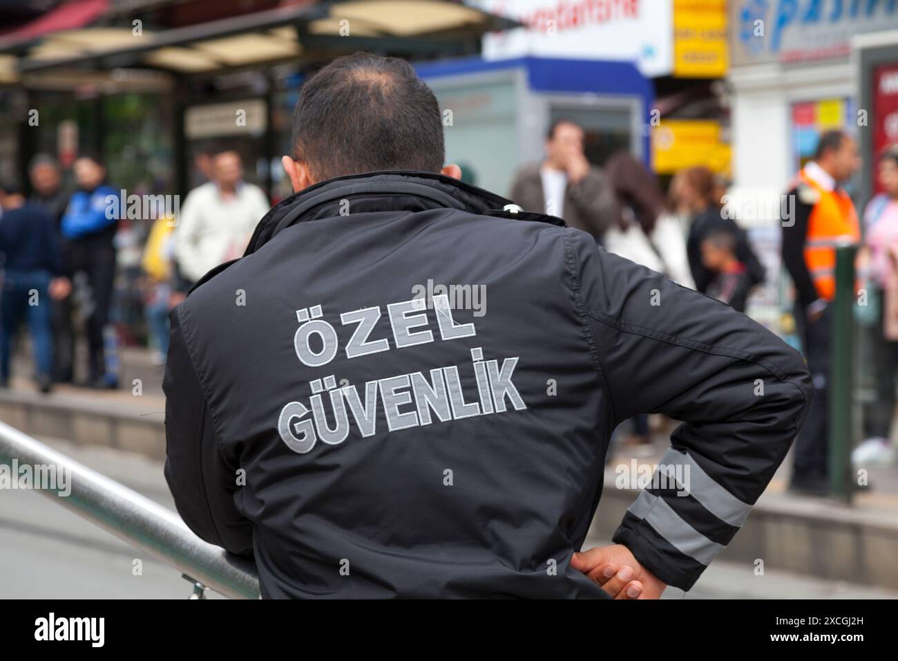 Istanbul, Turkey - May 09 2019: Security agent (Özel güvenlik meaning ...