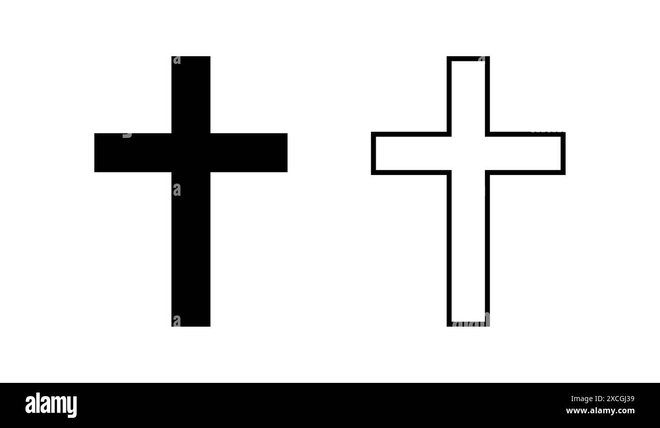 Simple cross icon, Christian cross symbol, outline shape Stock Vector ...