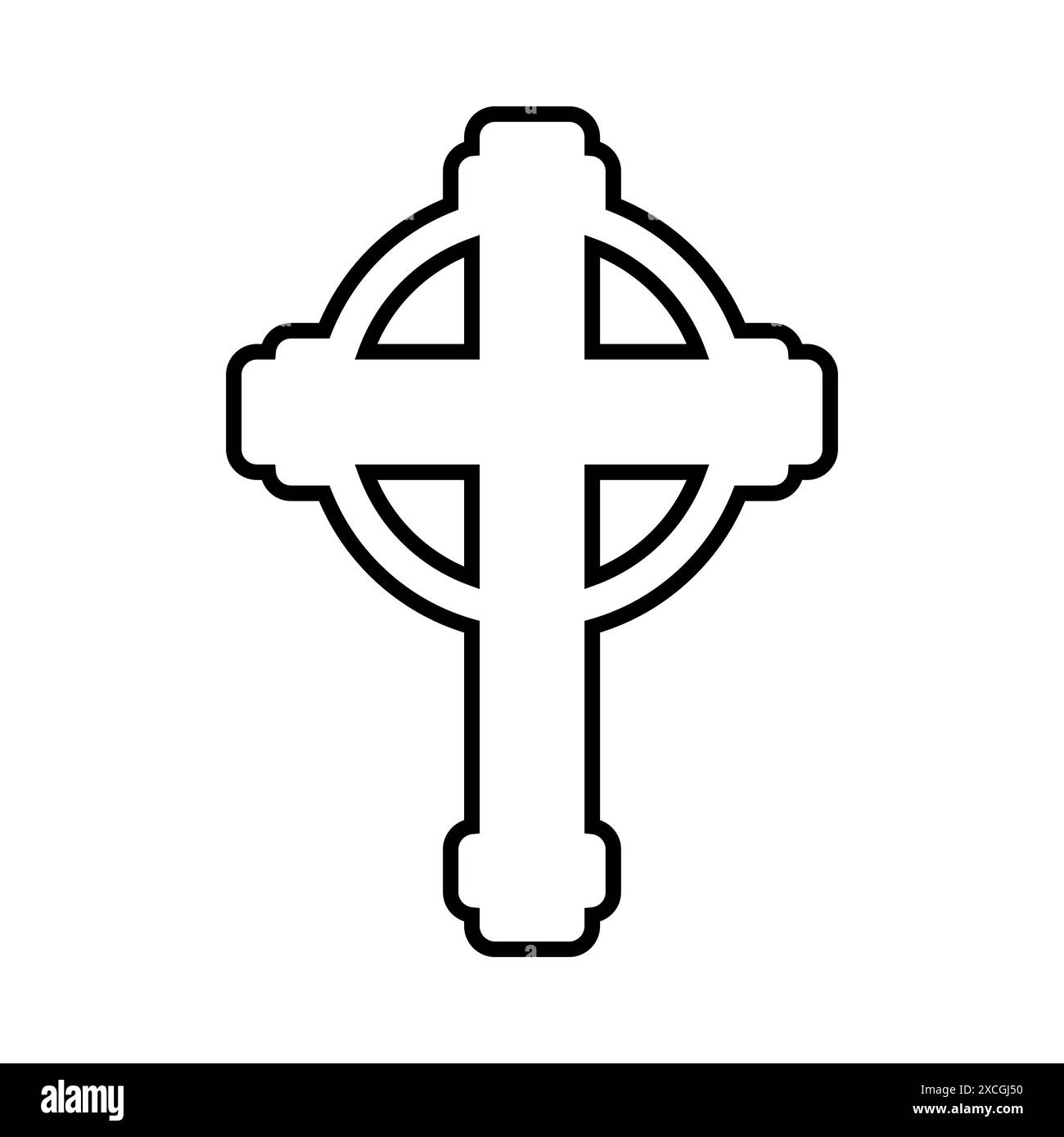 Celtic cross icon, Christian cross symbol, outline shape Stock Vector ...