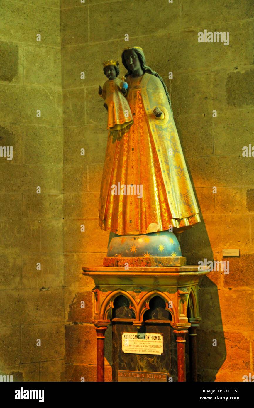 Mont Saint-Michel, France - October 13 2012: Statue of the Black Virgin ...