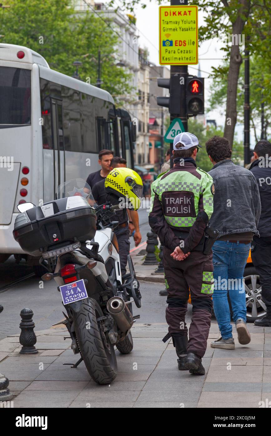 Istanbul, Turkey - May 09 2019: Officer of the Trafik polisi (Traffic ...
