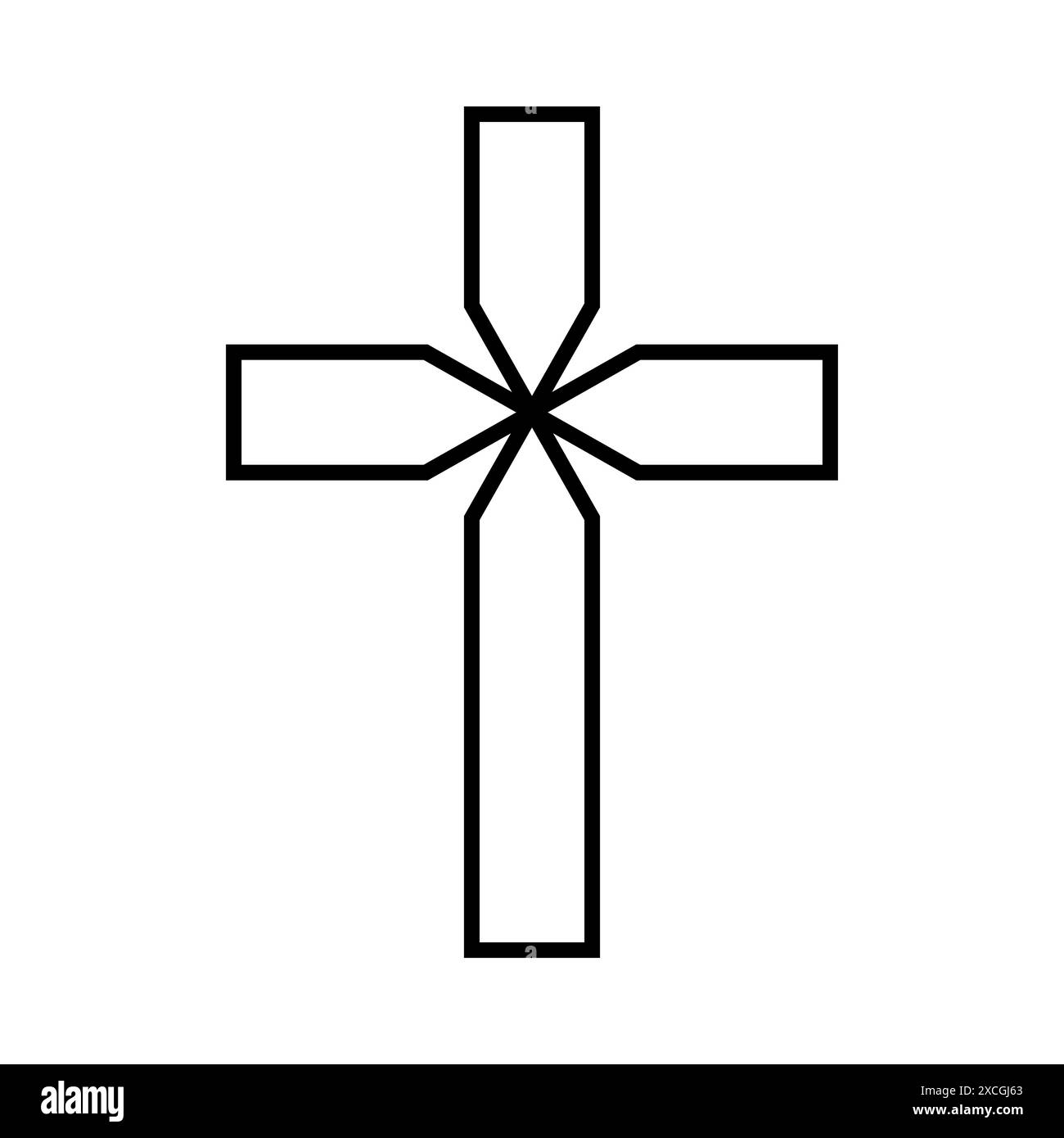 Simple cross icon, Christian cross symbol, outline shape Stock Vector ...
