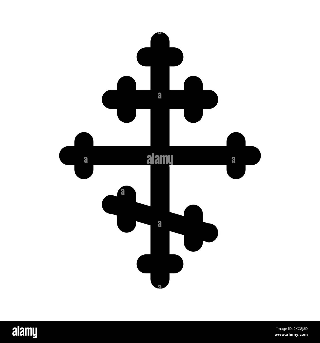 Orthodox cross icon, Christian cross symbol, outline shape Stock Vector ...