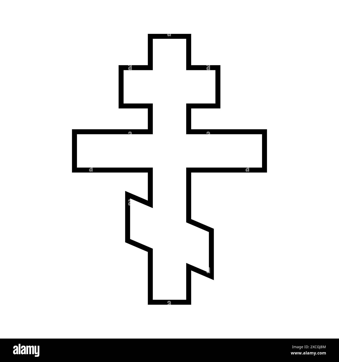 Orthodox cross icon, Christian cross symbol, outline shape Stock Vector ...