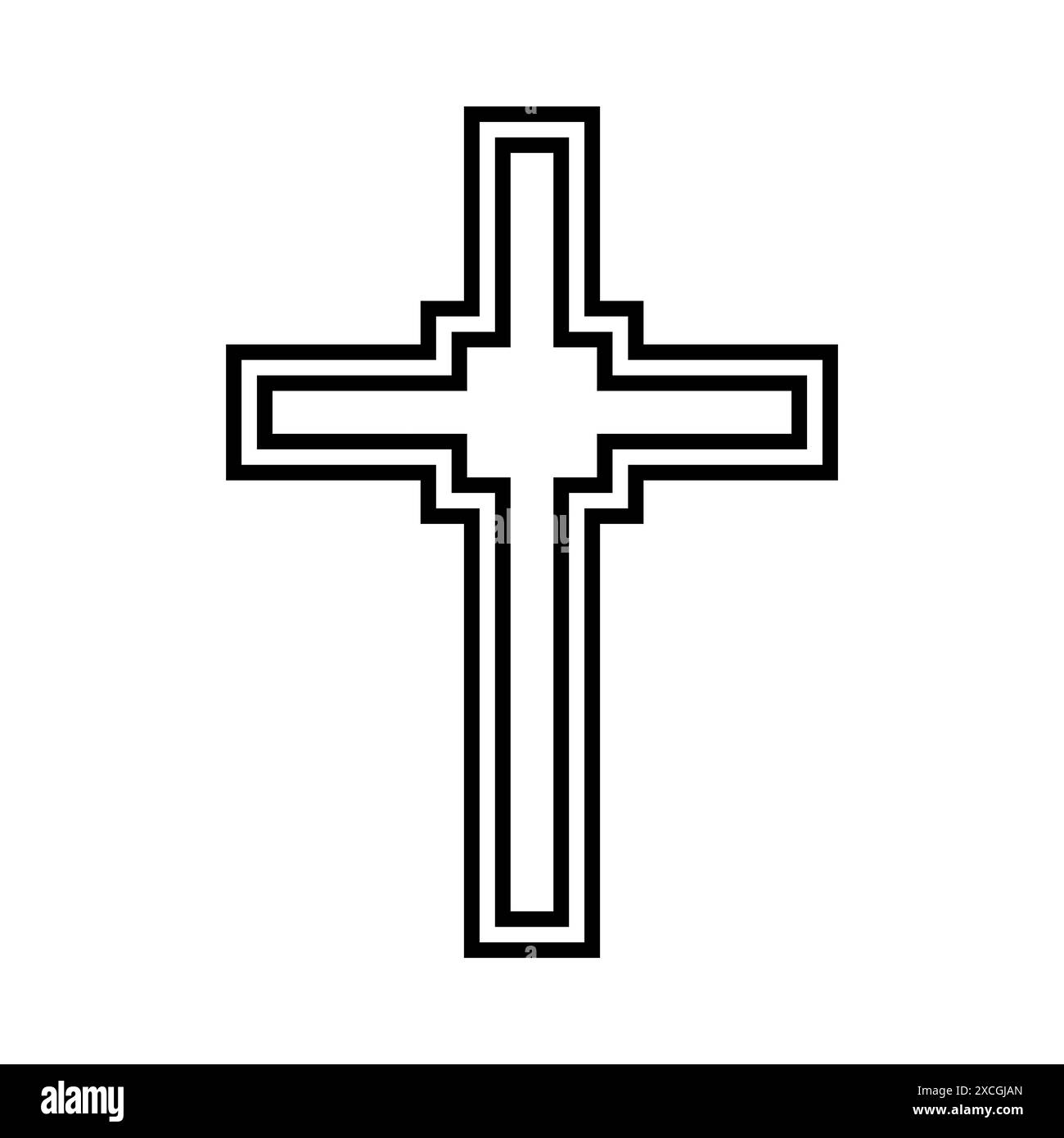Elegant cross icon, Christian cross symbol, outline shape Stock Vector ...
