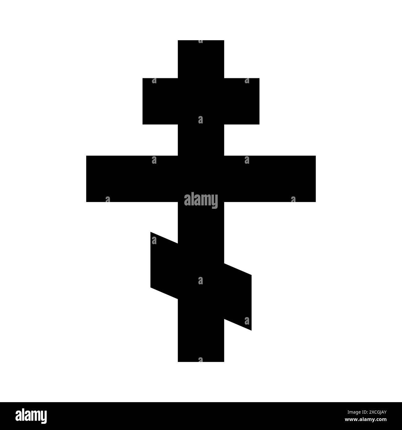 Orthodox cross icon, Christian cross symbol, outline shape Stock Vector ...