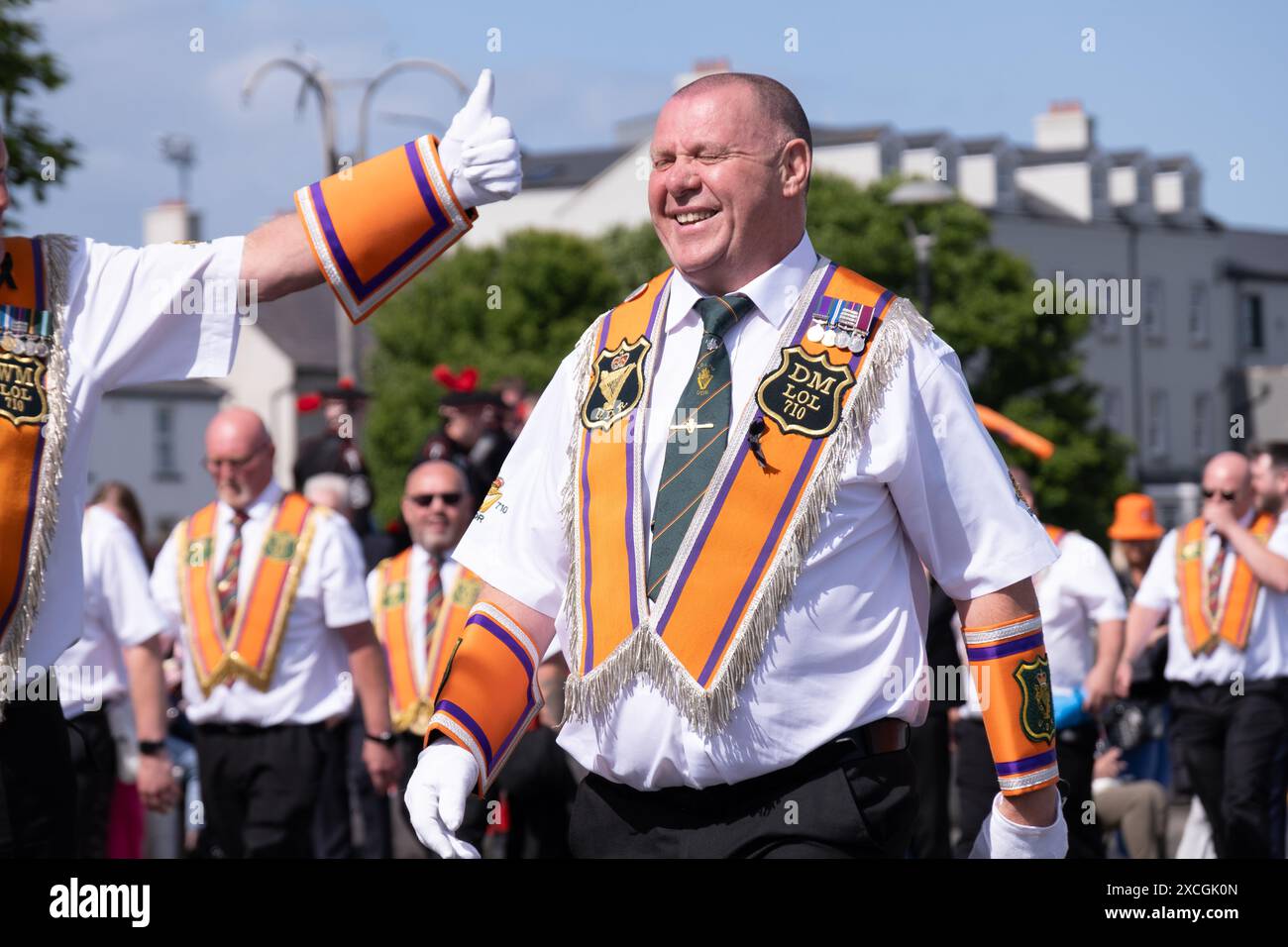 Members of Loyal Orange Lodge No. 710 on return leg of the Royal ...
