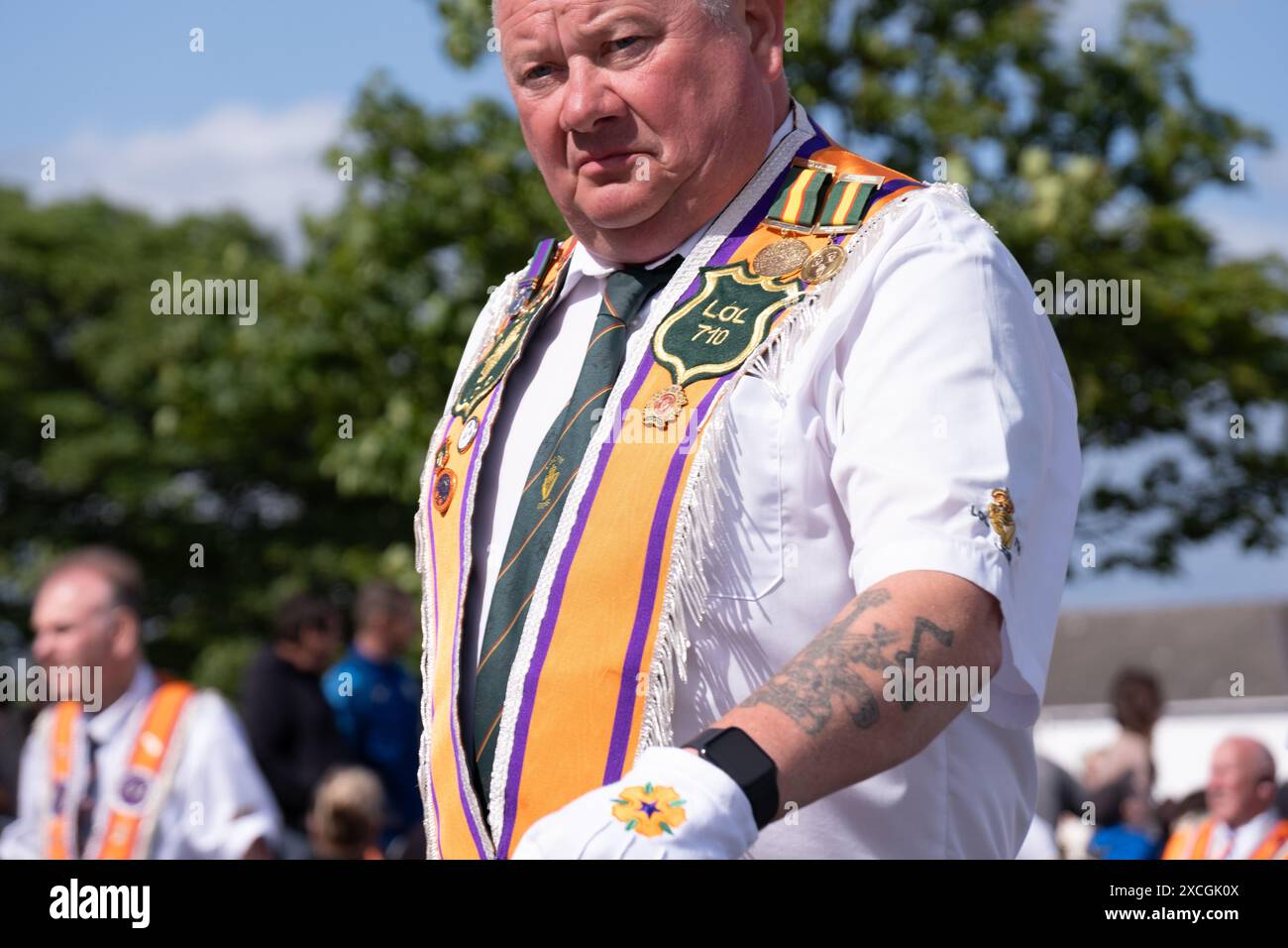 Members of Loyal Orange Lodge No. 710 on return leg of the Royal ...