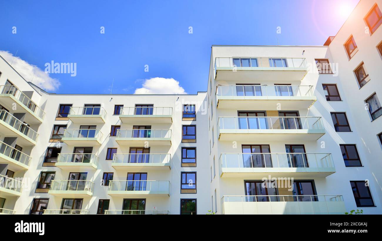 European residential architecture. Modern house facade exterior. New ...