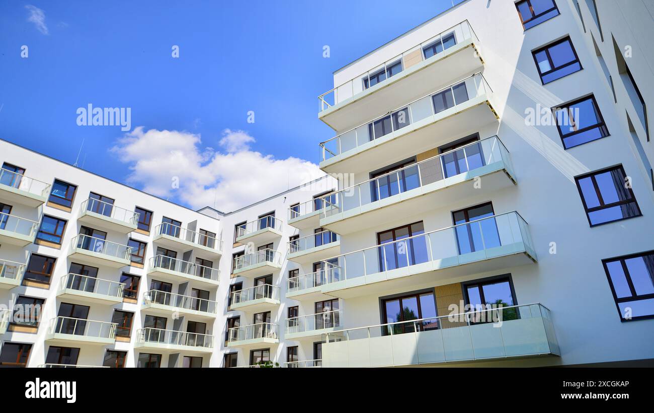 European residential architecture. Modern house facade exterior. New ...