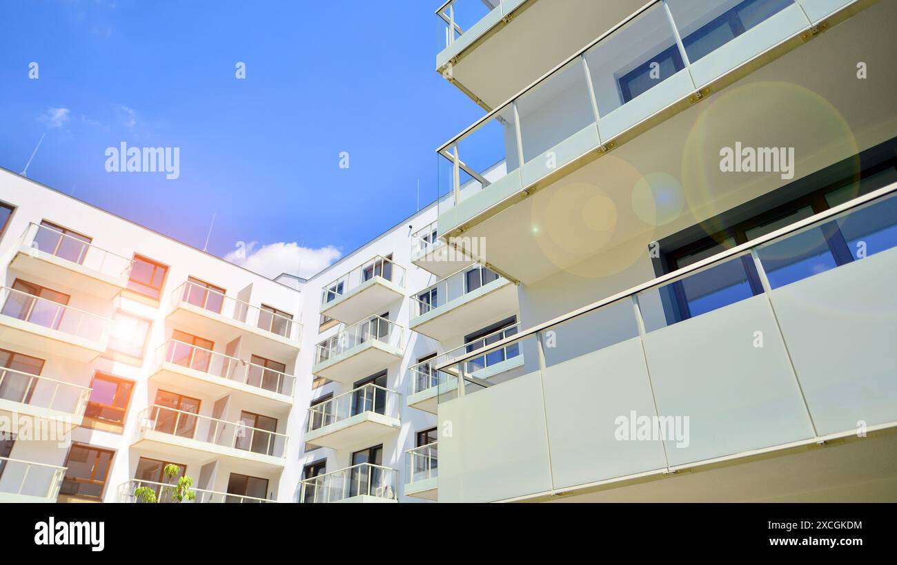 European residential architecture. Modern house facade exterior. New ...