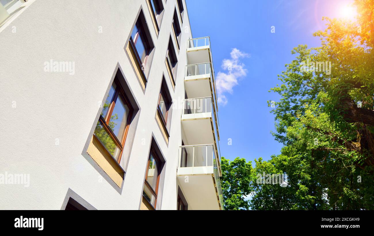 European residential architecture harmonizing with nature. Eco-friendly ...