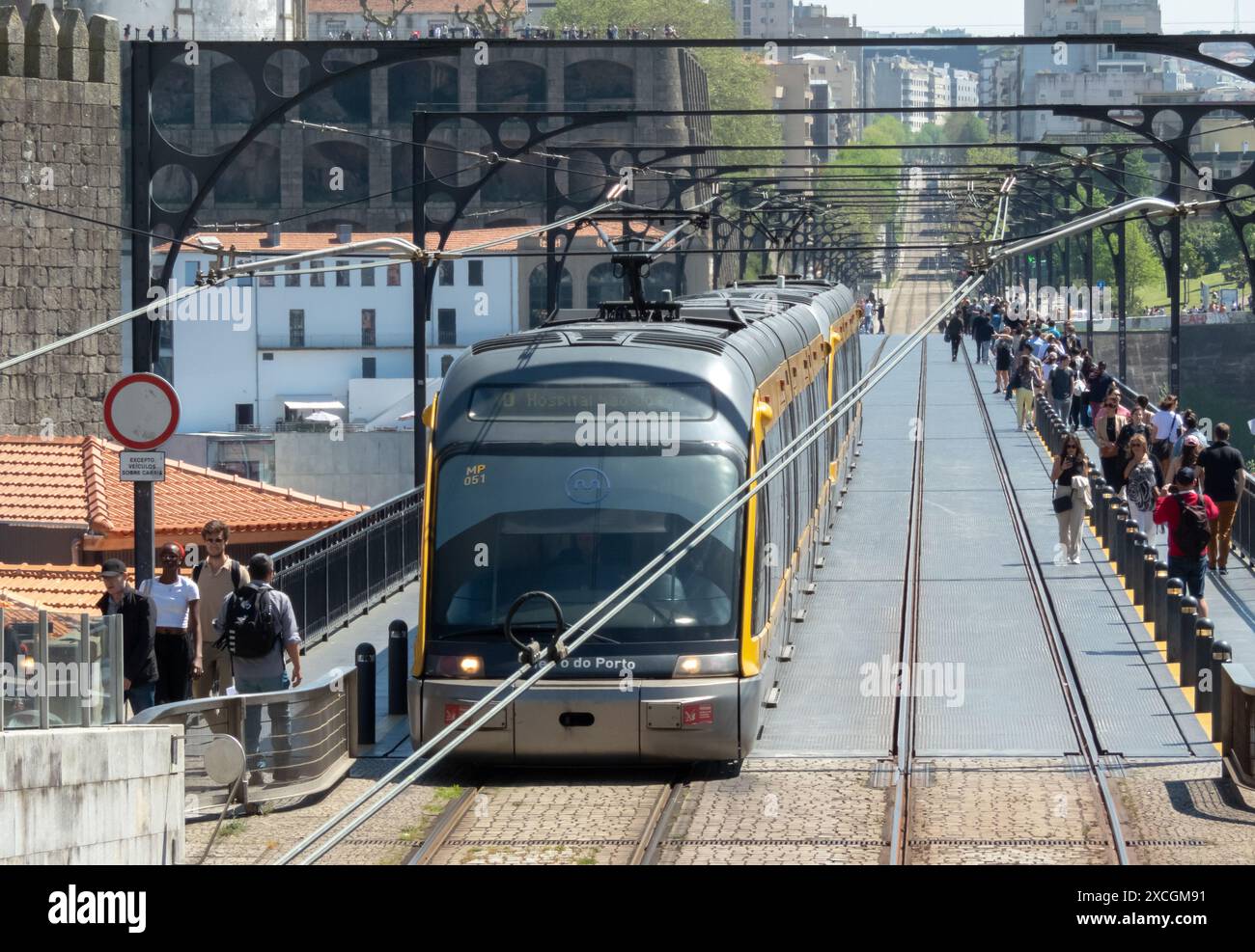 PORTO, PORTUGAL - APRIL 24, 2024: Metro train on the Luis 1 bridge in ...