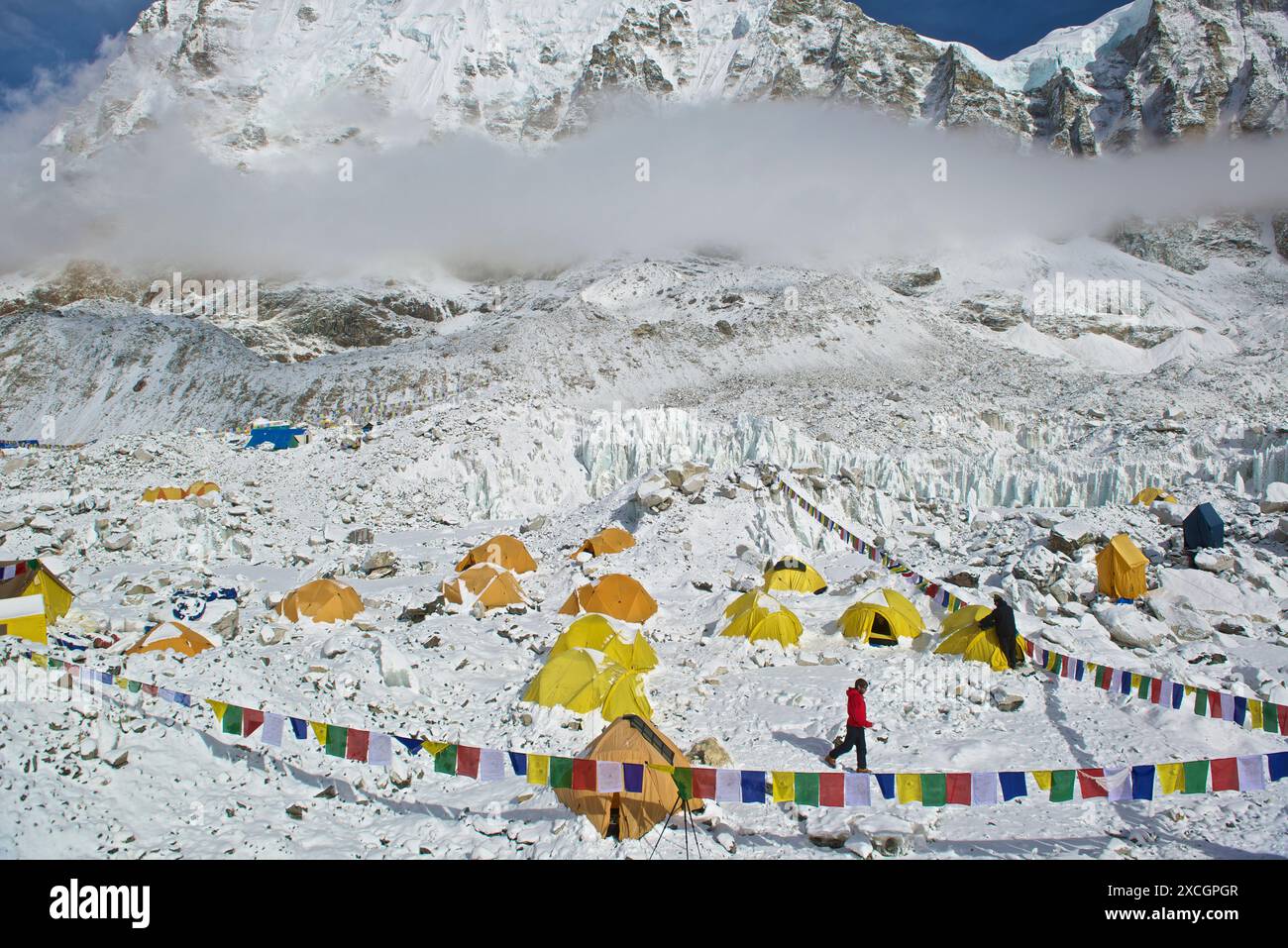 Tents at Mount Everest Base Camp after a snow storm Stock Photo - Alamy