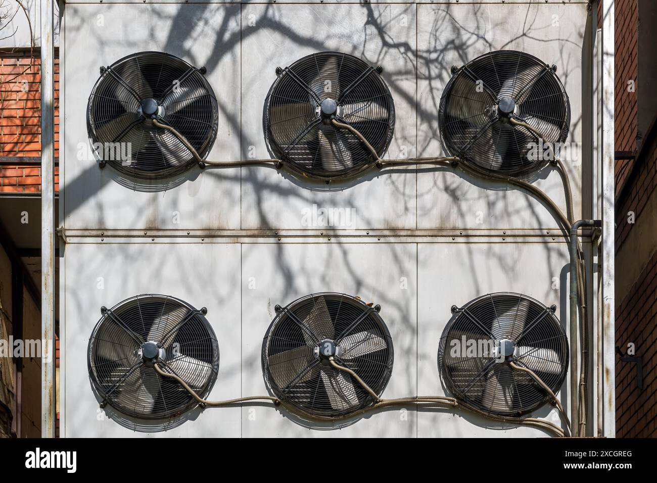 Condenser unit or compressor on rooftop of industrial building, HVAC ...