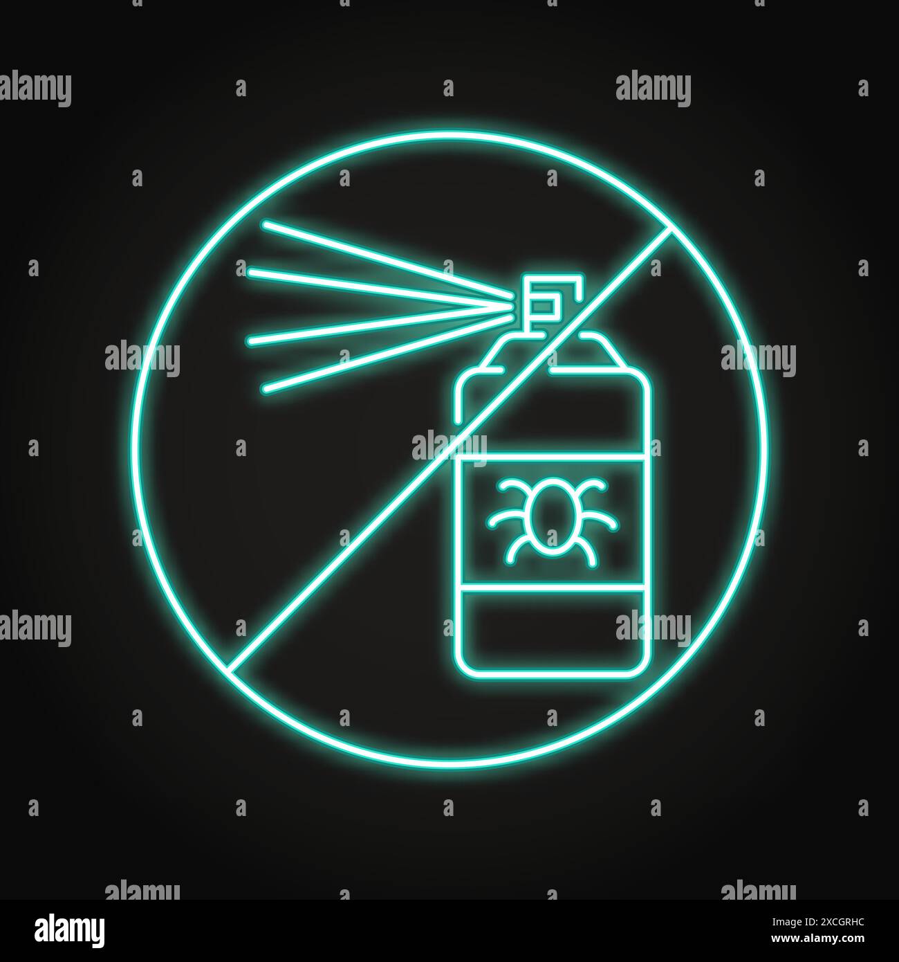 No synthetic pesticides neon icon. Stop spraying poison. Vector ...