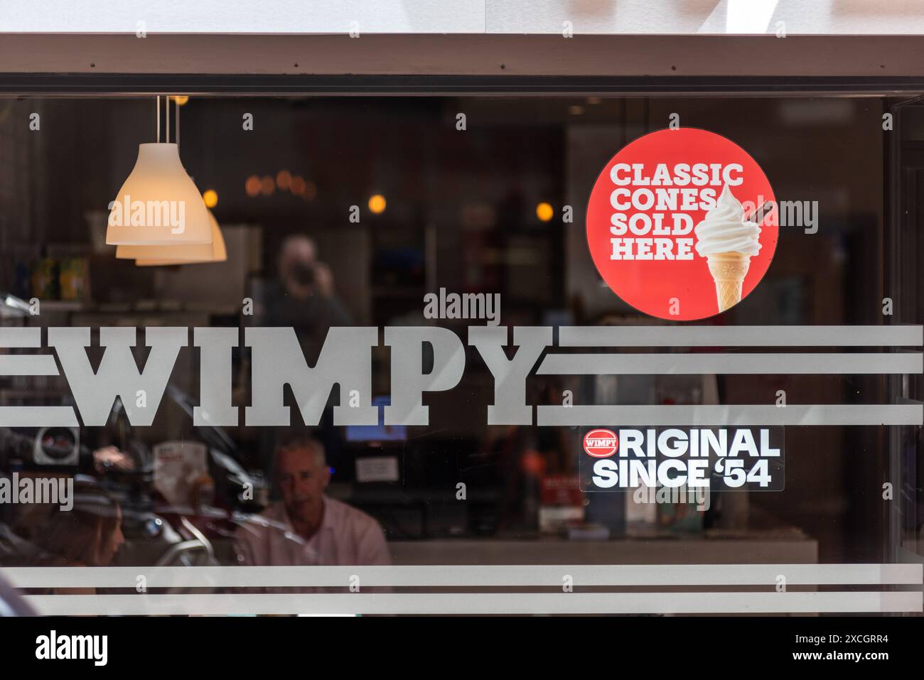Tonbridge, May 29th 2024: Wimpy restaurant in the High Street Stock ...
