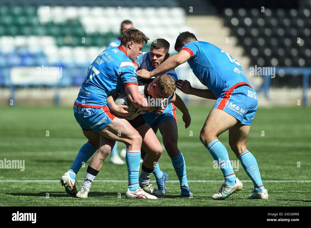 Widnes, England - 16th June 2024 - Wakefield Trinity's Liam Hood and ...