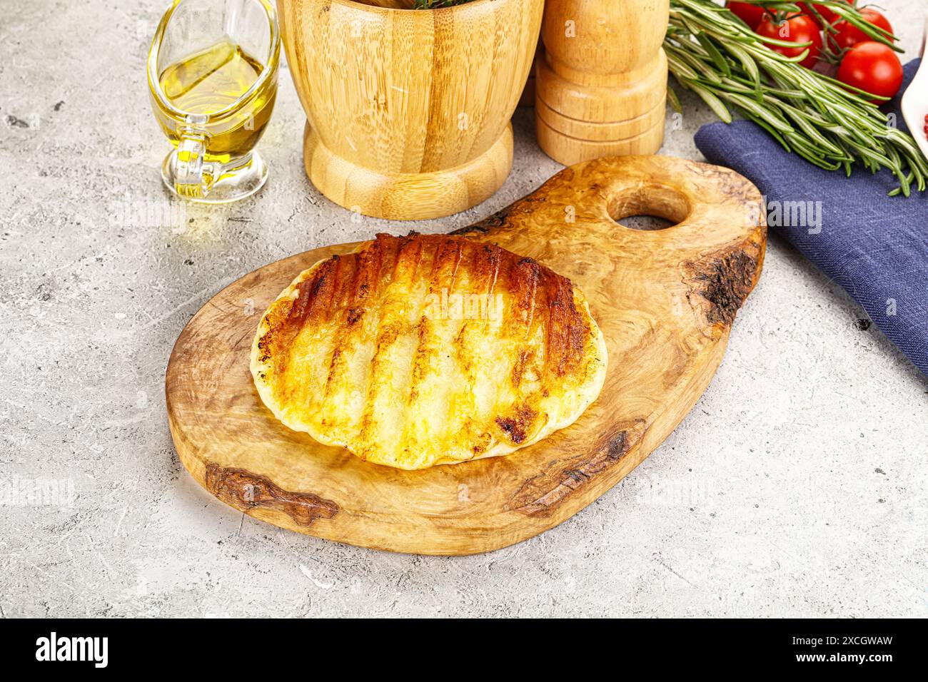 Grilled Greek traditional cheese - haloumi appetizer Stock Photo - Alamy