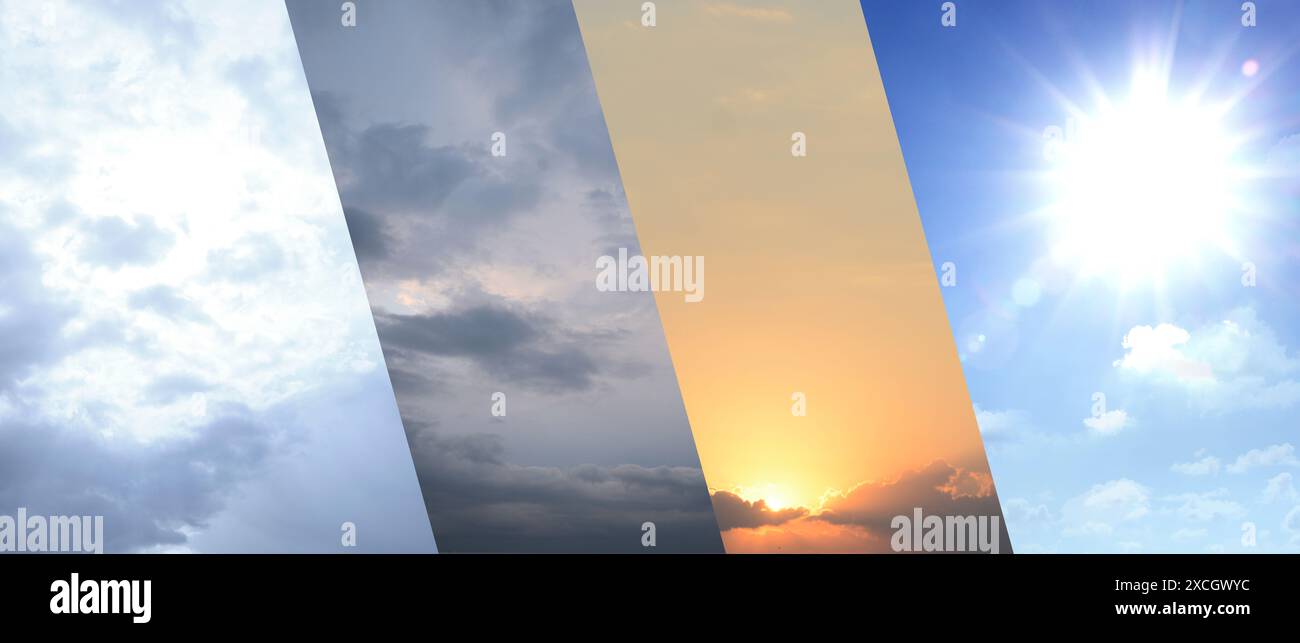Different weather conditions due to season changing, banner design ...