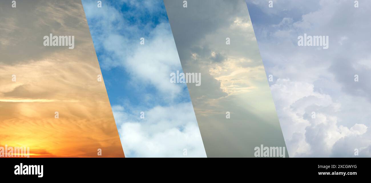 Different weather conditions due to season changing, banner design ...