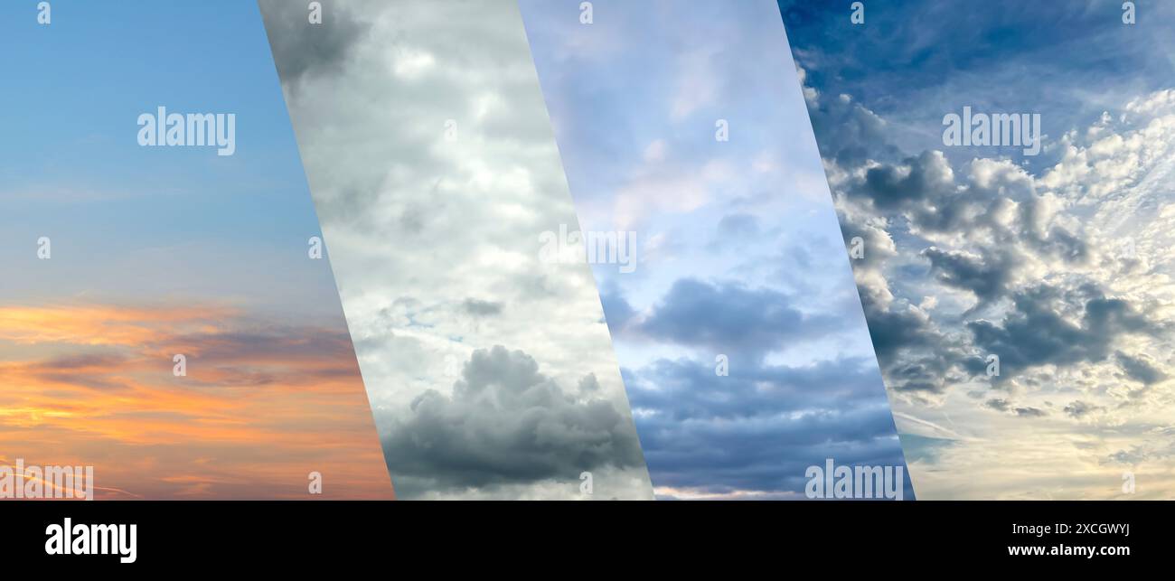 Different weather conditions due to season changing, banner design ...