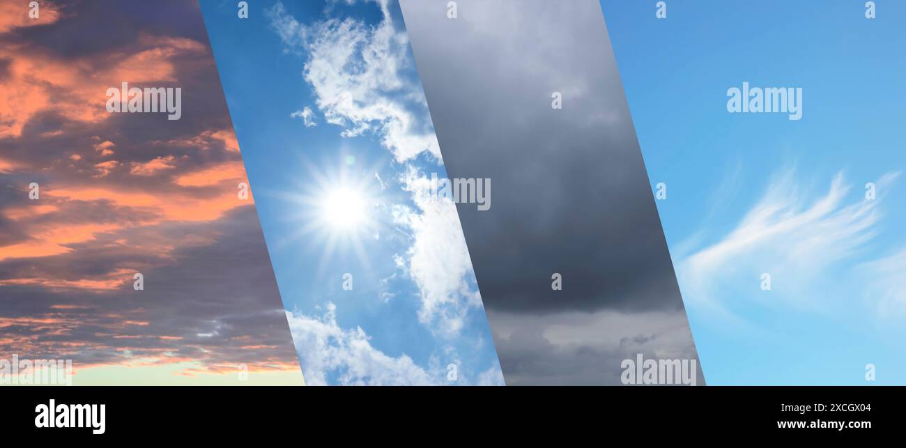Different weather conditions due to season changing, banner design ...