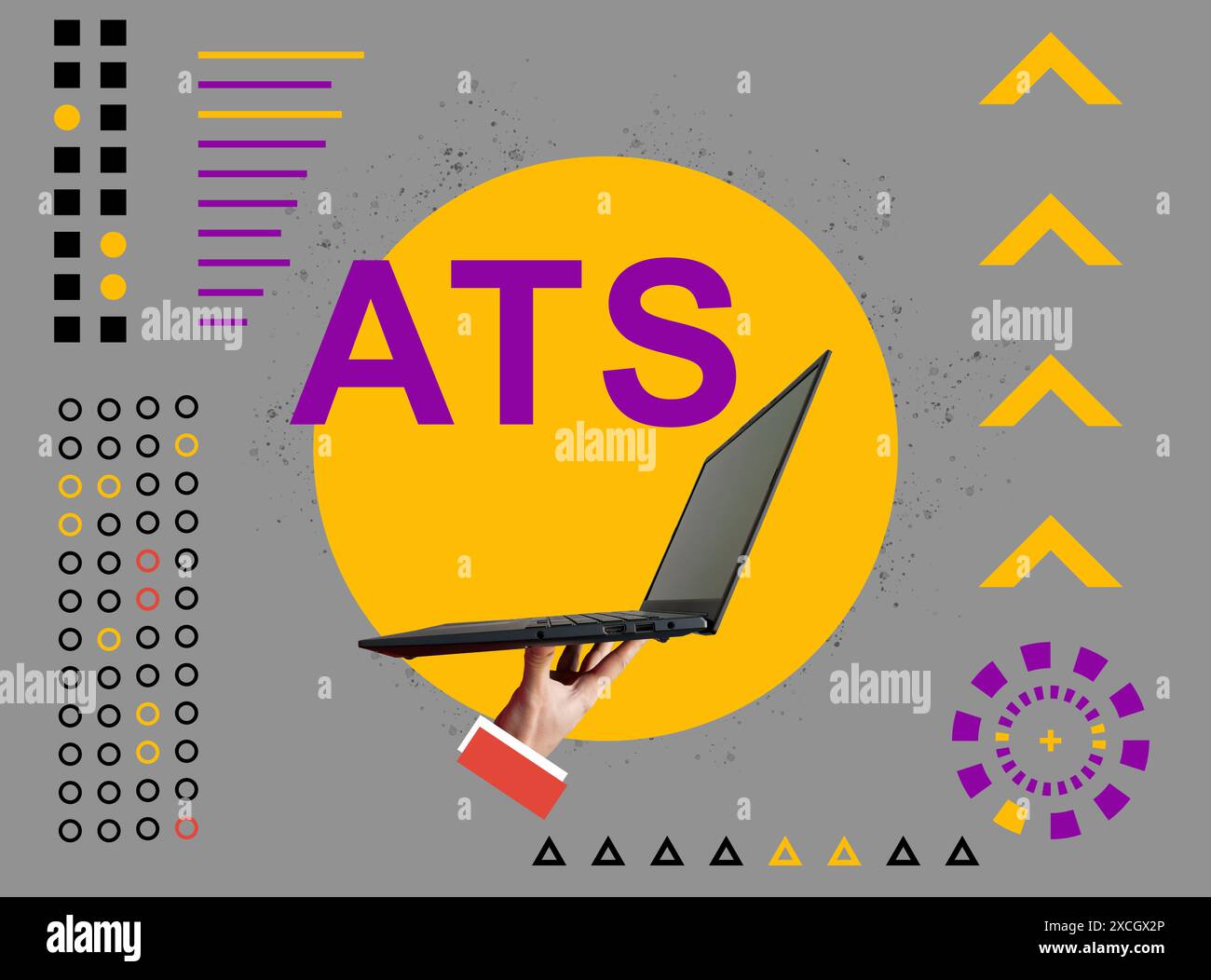 Applicant Tracking System ATS concept. Collage with a hand holding a ...
