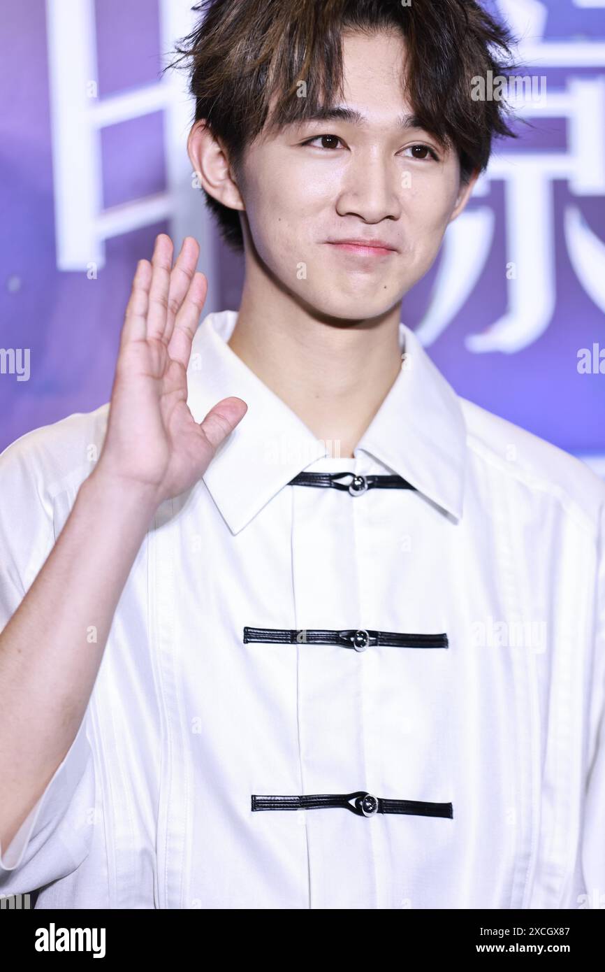 Chinese actor and model Rong Zishan attends an activity in Shanghai ...