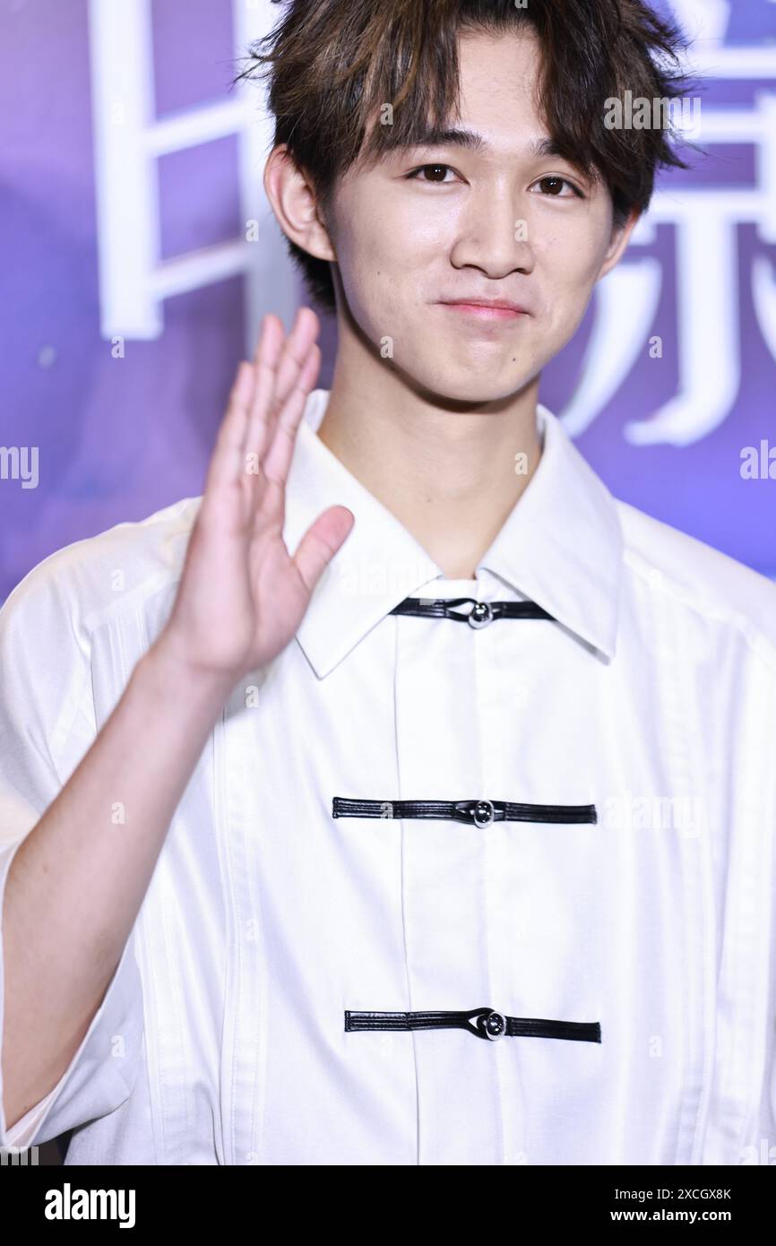 Chinese actor and model Rong Zishan attends an activity in Shanghai ...