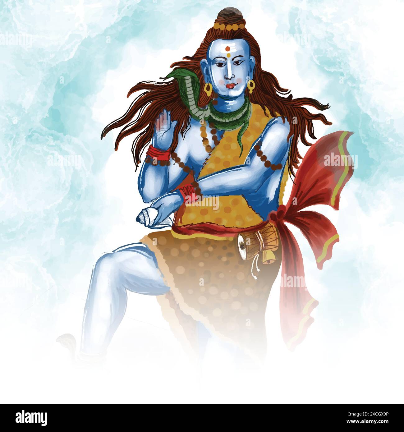 Lord shiva indian god of hindu for maha shivratri card design Stock ...