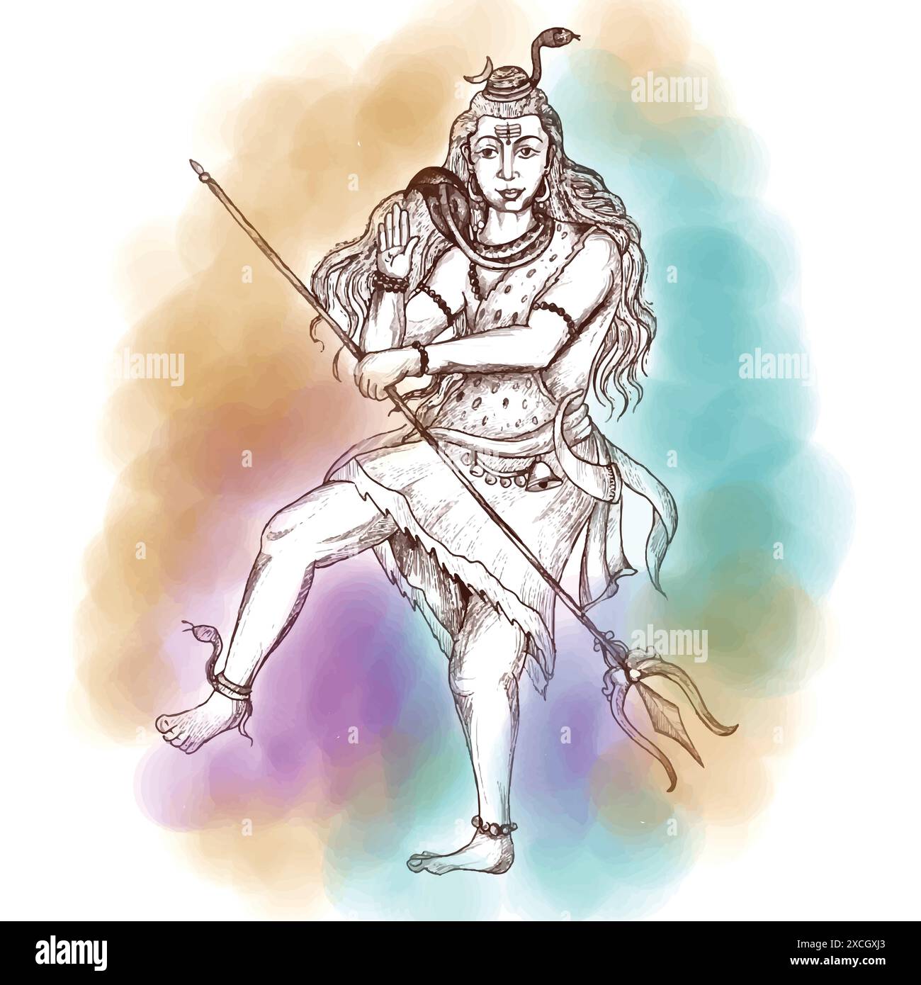 Hand draw hindu lord shiva sketch for indian god maha shivratri card ...