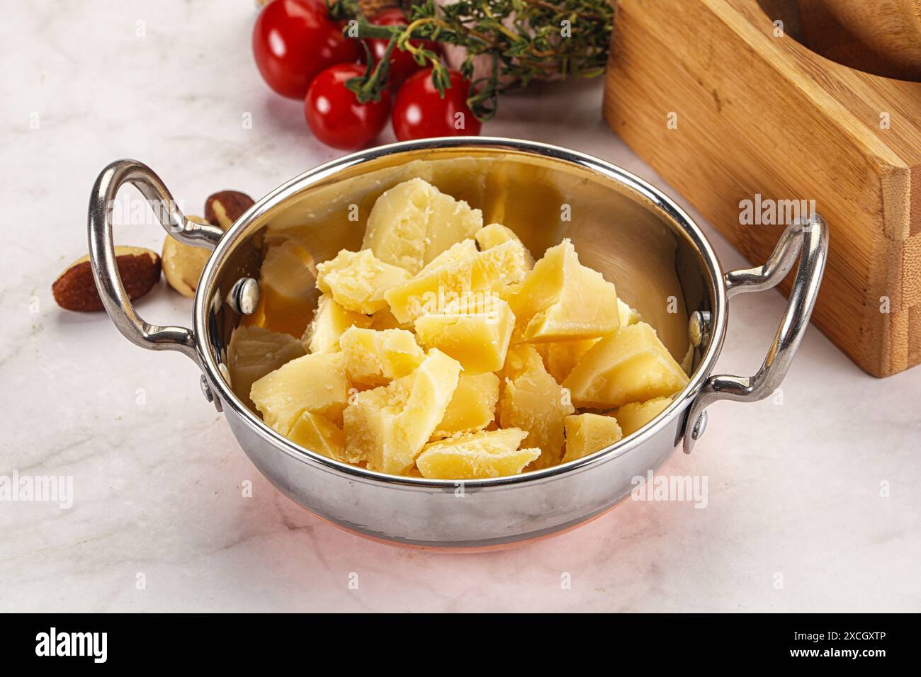 Crushed hard parmesan cheese in the bowl Stock Photo - Alamy