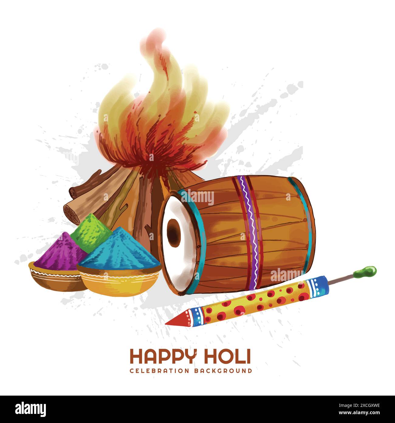 Beautiful indian festival of colours happy holi concept with colourful ...