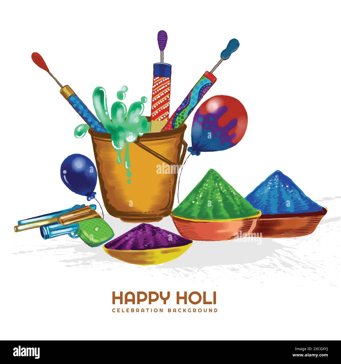 Beautiful indian festival of colours happy holi concept with colourful ...