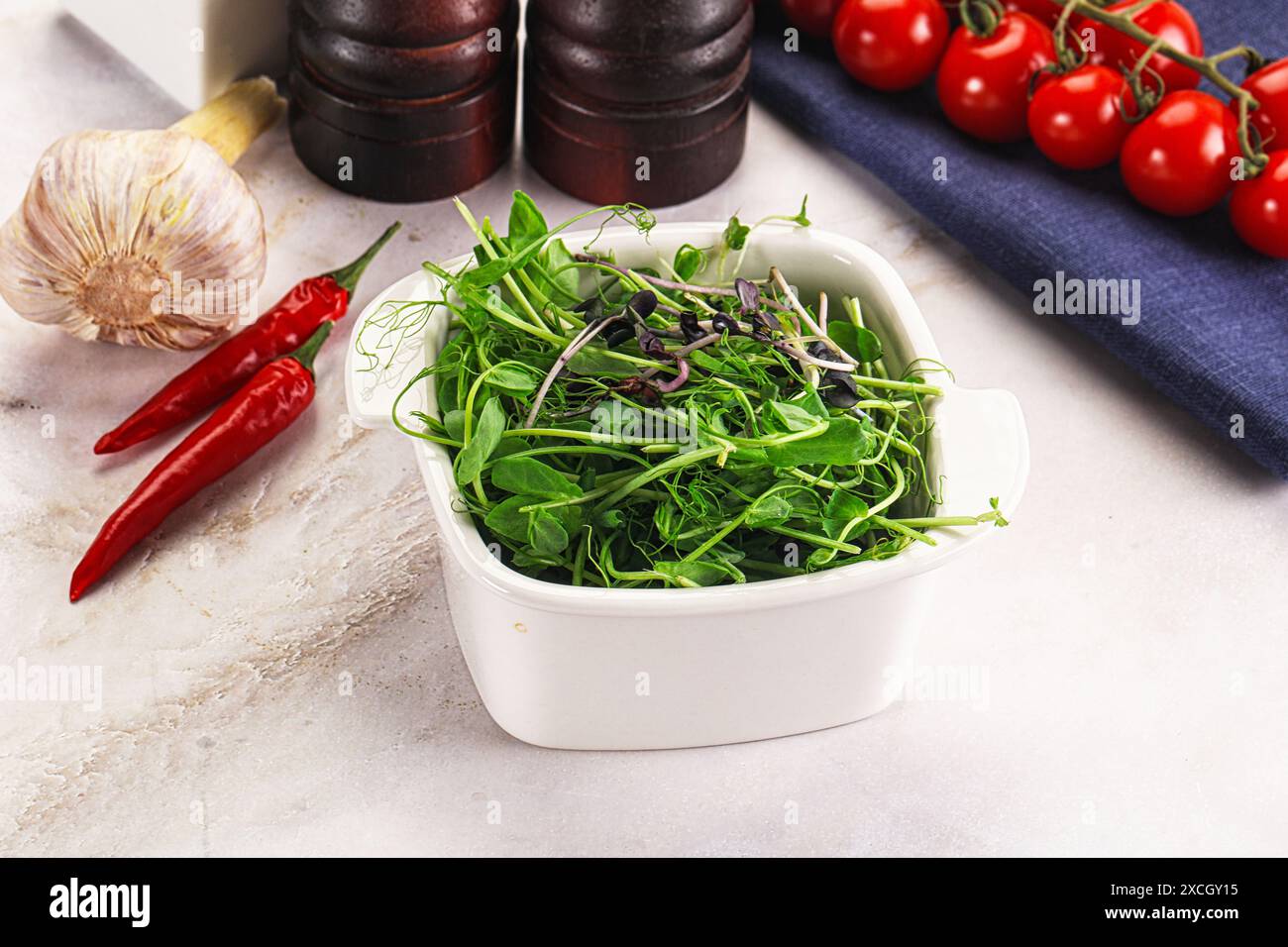 Micro green plants for cooking on the bowl Stock Photo - Alamy