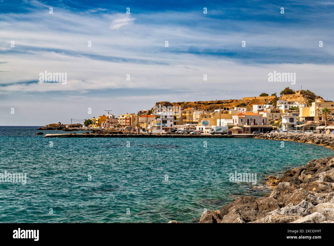 Tourist resort town of Paleochora on Libyan Sea, Western Crete, Greece ...