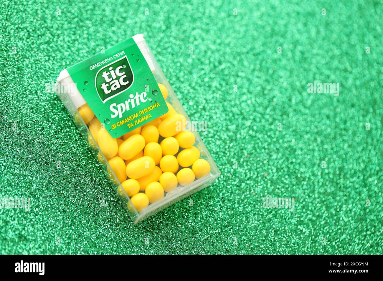 KYIV, UKRAINE - APRIL 20, 2024 Tic Tac hard mints limited series Sprite ...