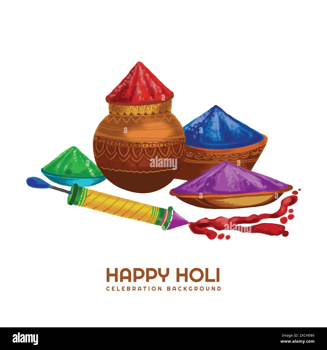 Happy holi indian spring festival of colors greeting card Stock Vector ...