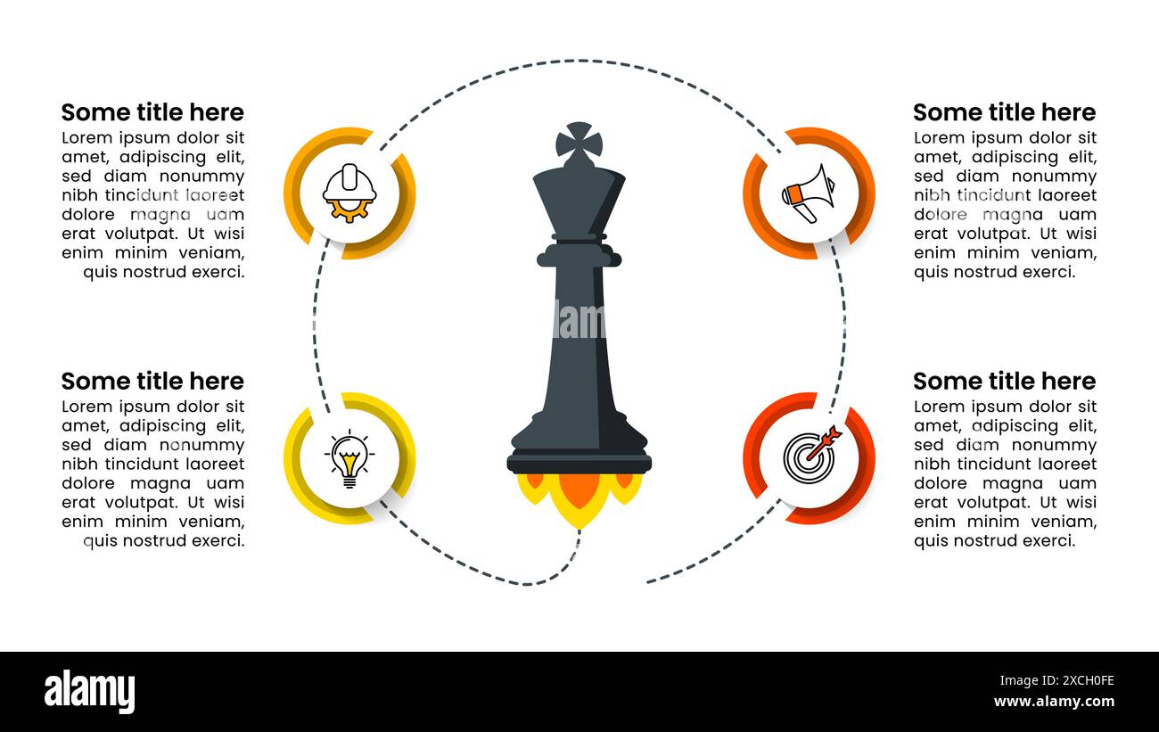 Infographic template with icons and 4 options or steps. Chess king. Can ...