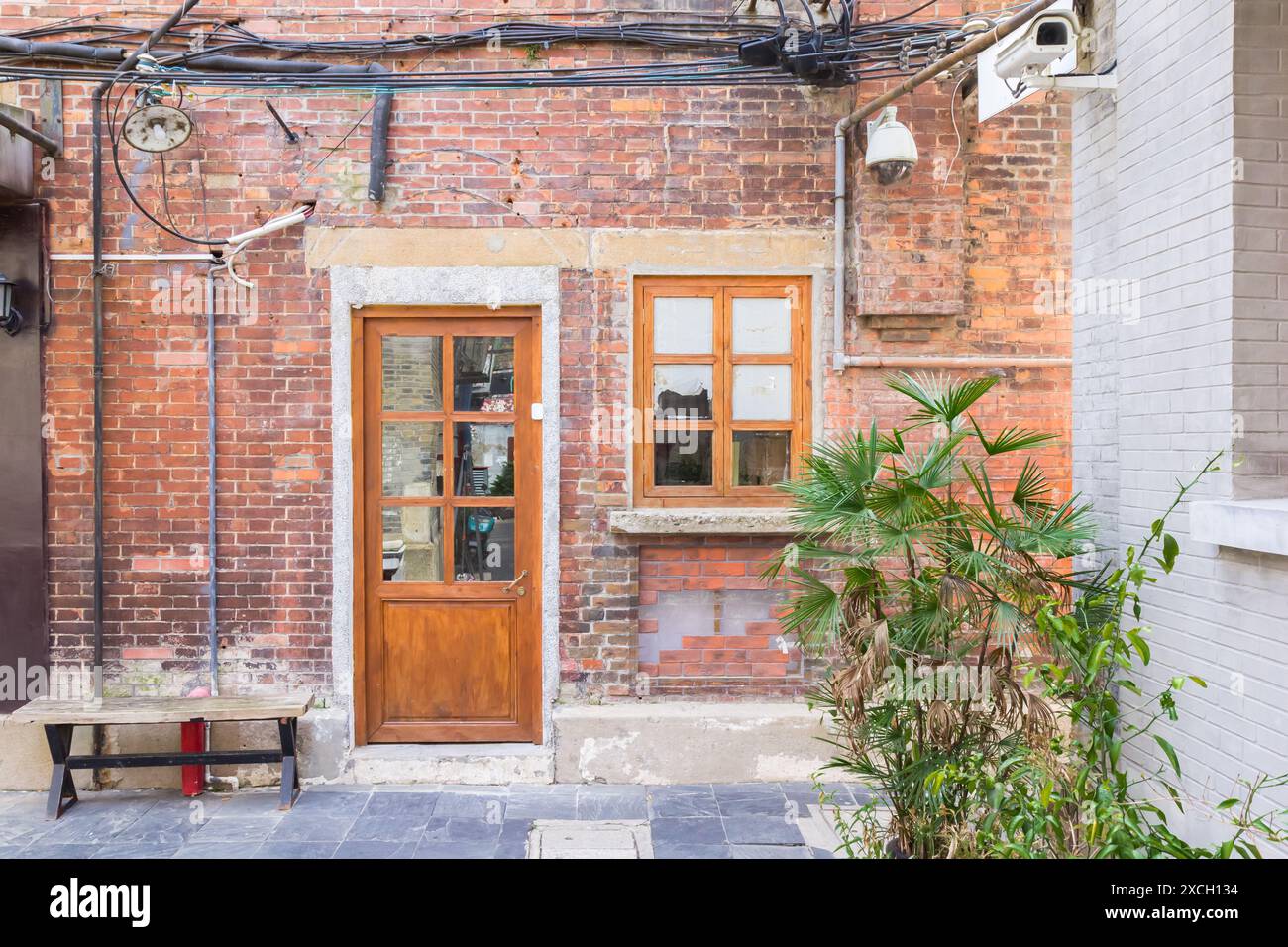 Door and window of a small historic house in Tianzifang, Shanghai ...