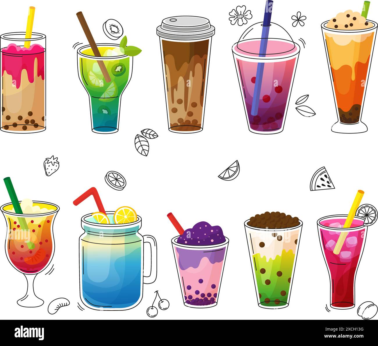 Drink drinks beverage toppings Stock Vector Images - Alamy