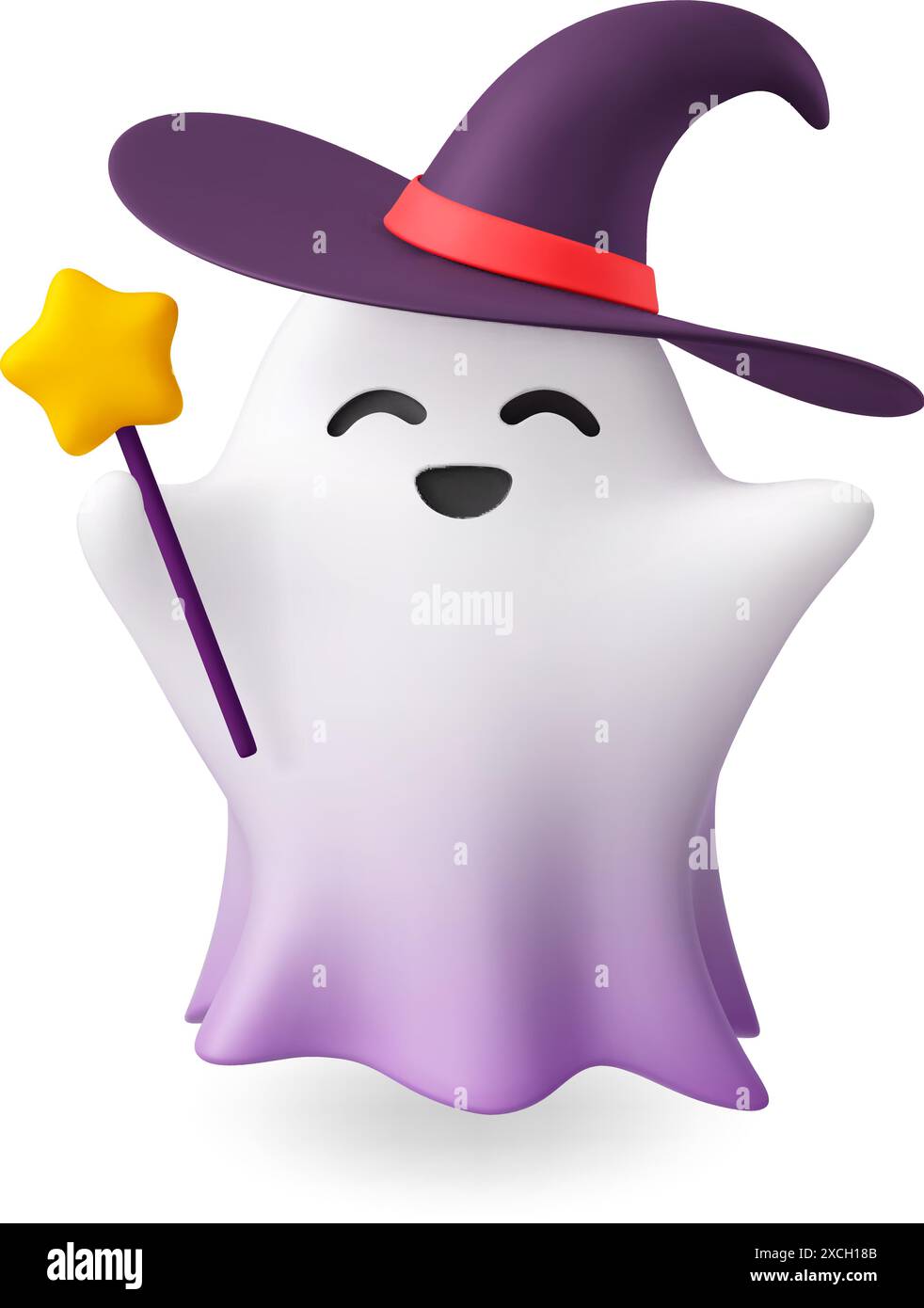 Witch 3d. Halloween character, ghost or phantom with magic wand and ...