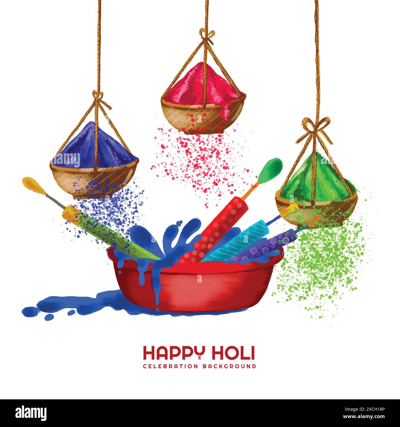 Happy Holi with background color festival of india Stock Vector Image ...