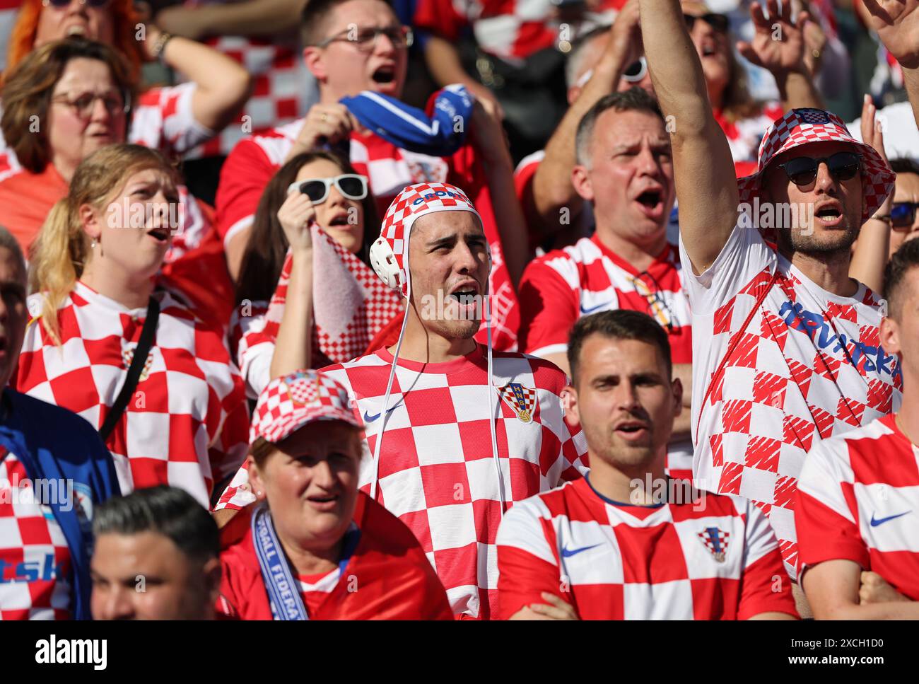 Berlin, Germany - June 15, 2024: Croatian supporters show their support ...