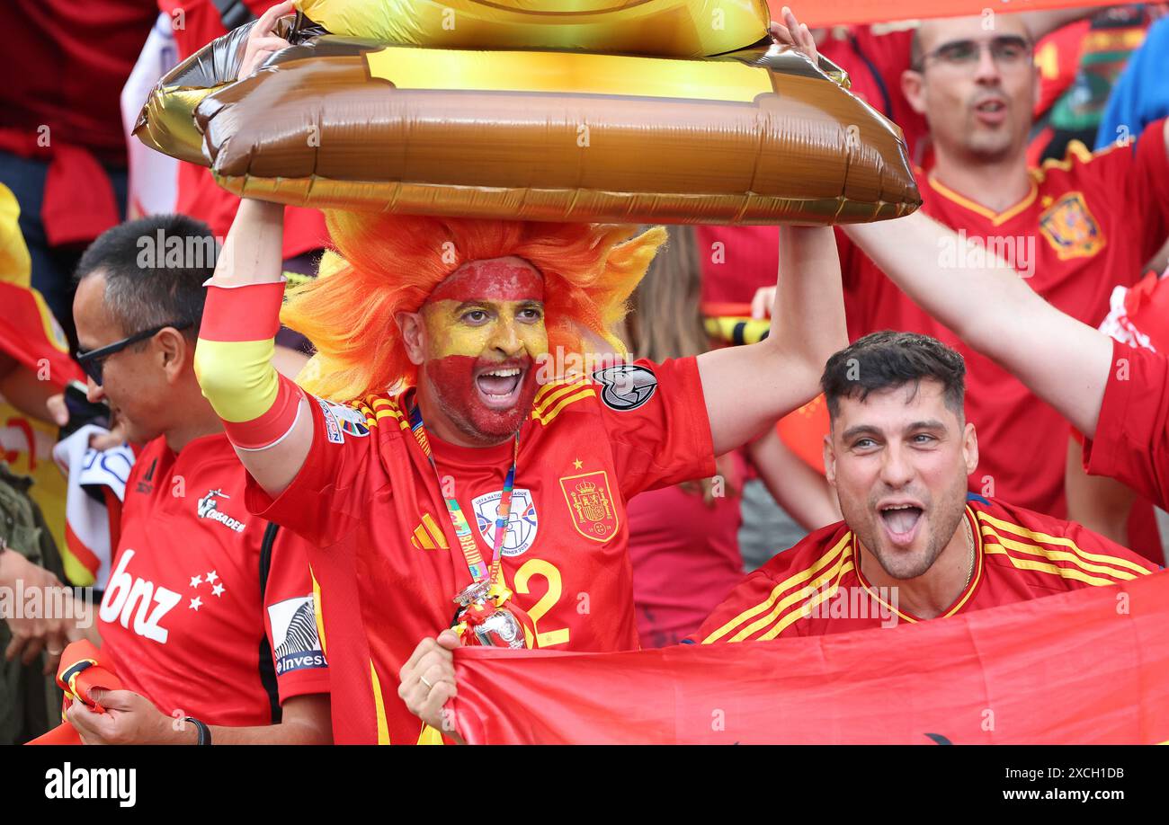 Berlin, Germany - June 15, 2024: Spanish supporters show their support ...